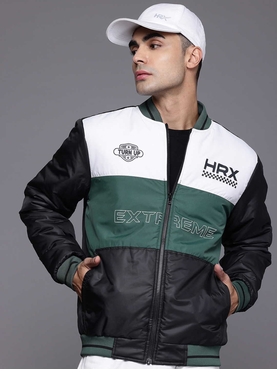 Buy HRX By Hrithik Roshan Colourblocked Padded Jacket - Jackets for Men ...