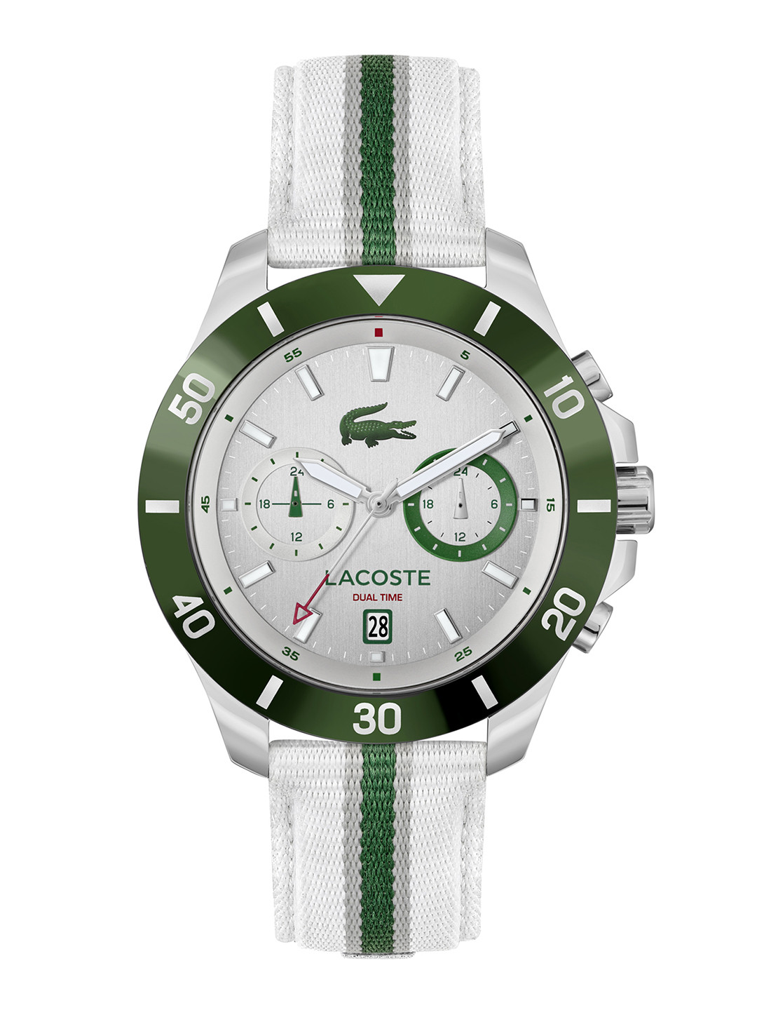 Buy Lacoste Men Stainless Steel Dial & Canvas Striped Straps Analogue ...