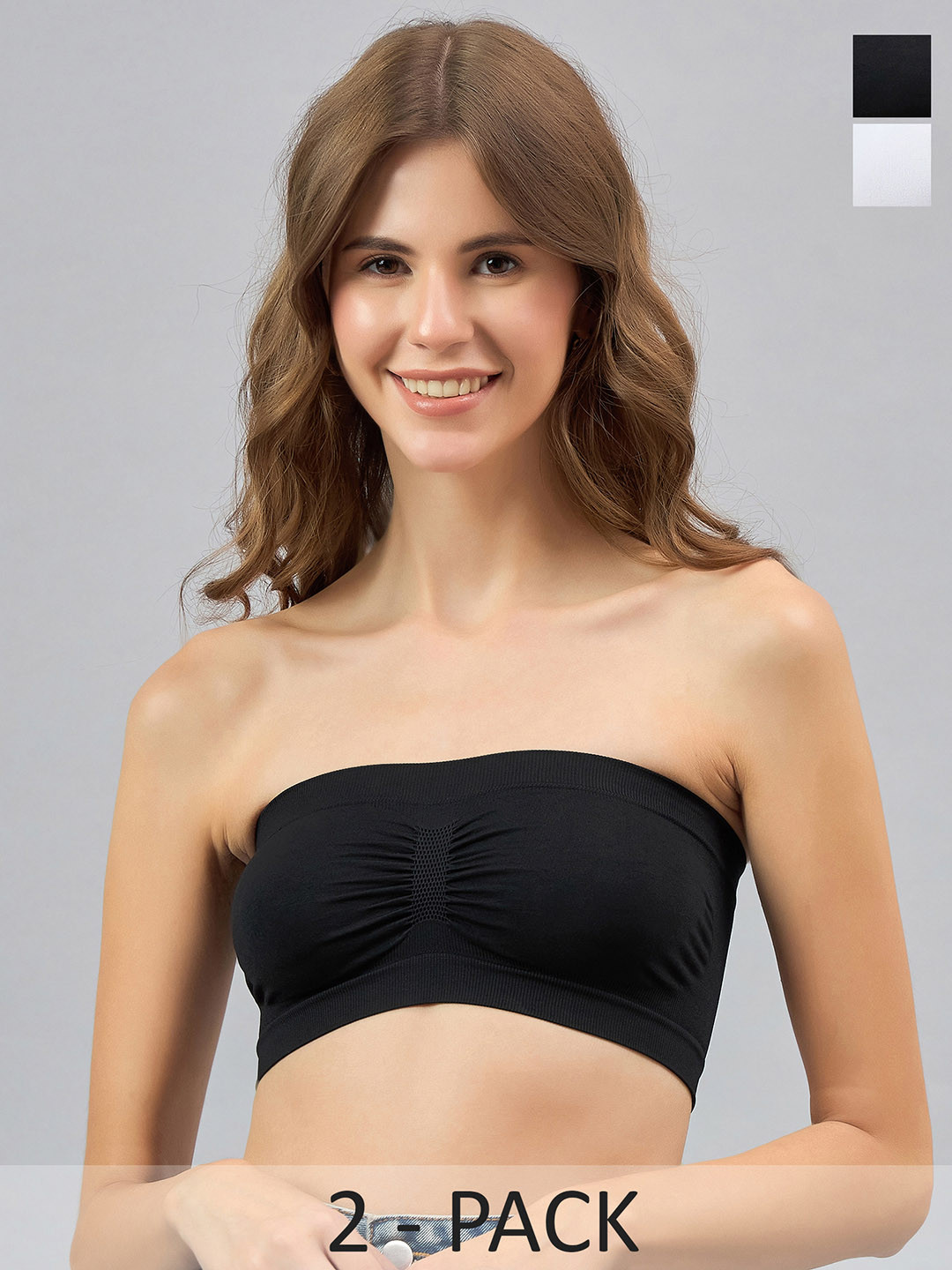 Buy DressBerry Seamless Pack Of 2 Medium Coverage Bandeau Bra All Day Comfort - Bra for Women ...