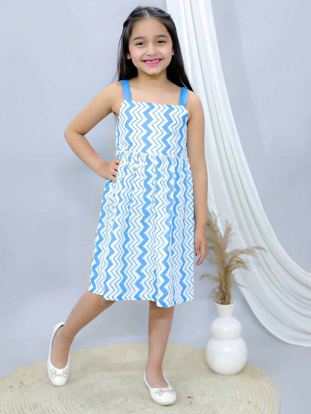 Buy Ka Mee Print Girls Square Neck A Lie Dress - Dresses for Girls ...
