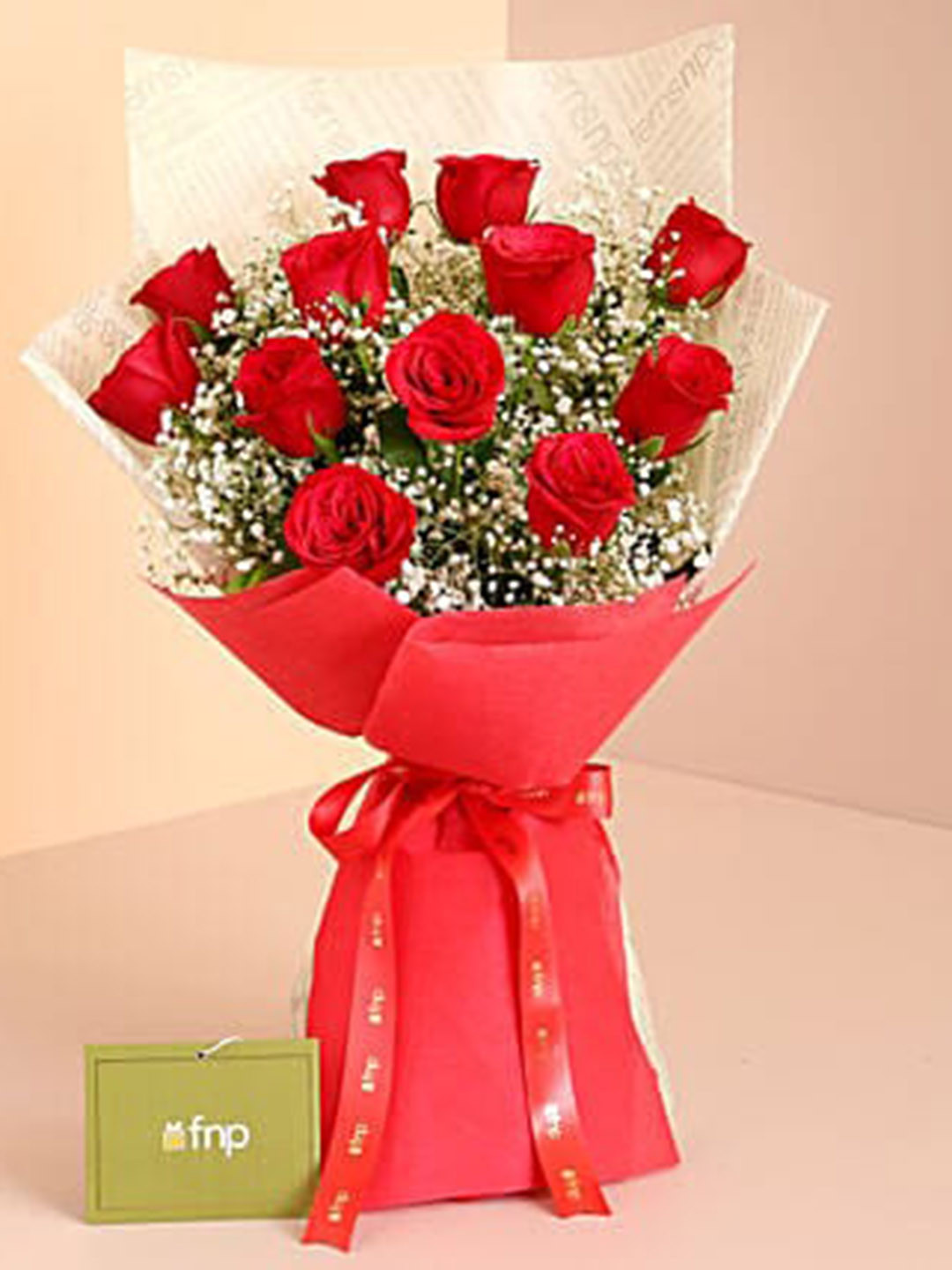 Buy Fnp 12 Red Roses Fresh Flowers Bouquet - Fresh Flowers for Unisex ...