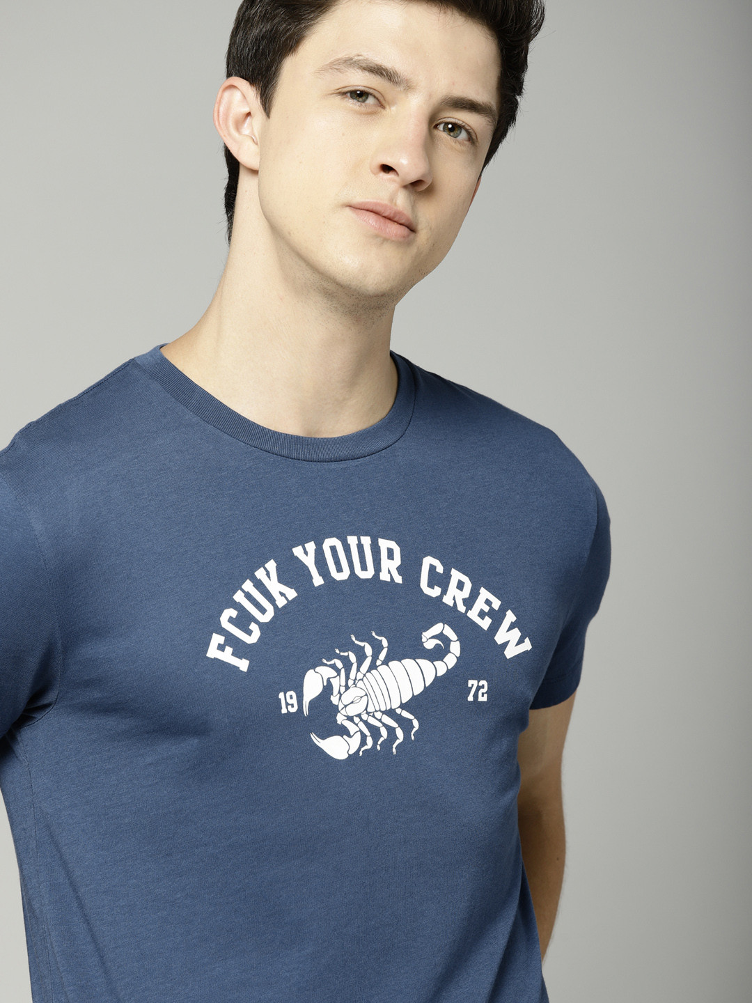 Buy French Connection Men Blue Printed Slim Fit T Shirt - Tshirts for ...