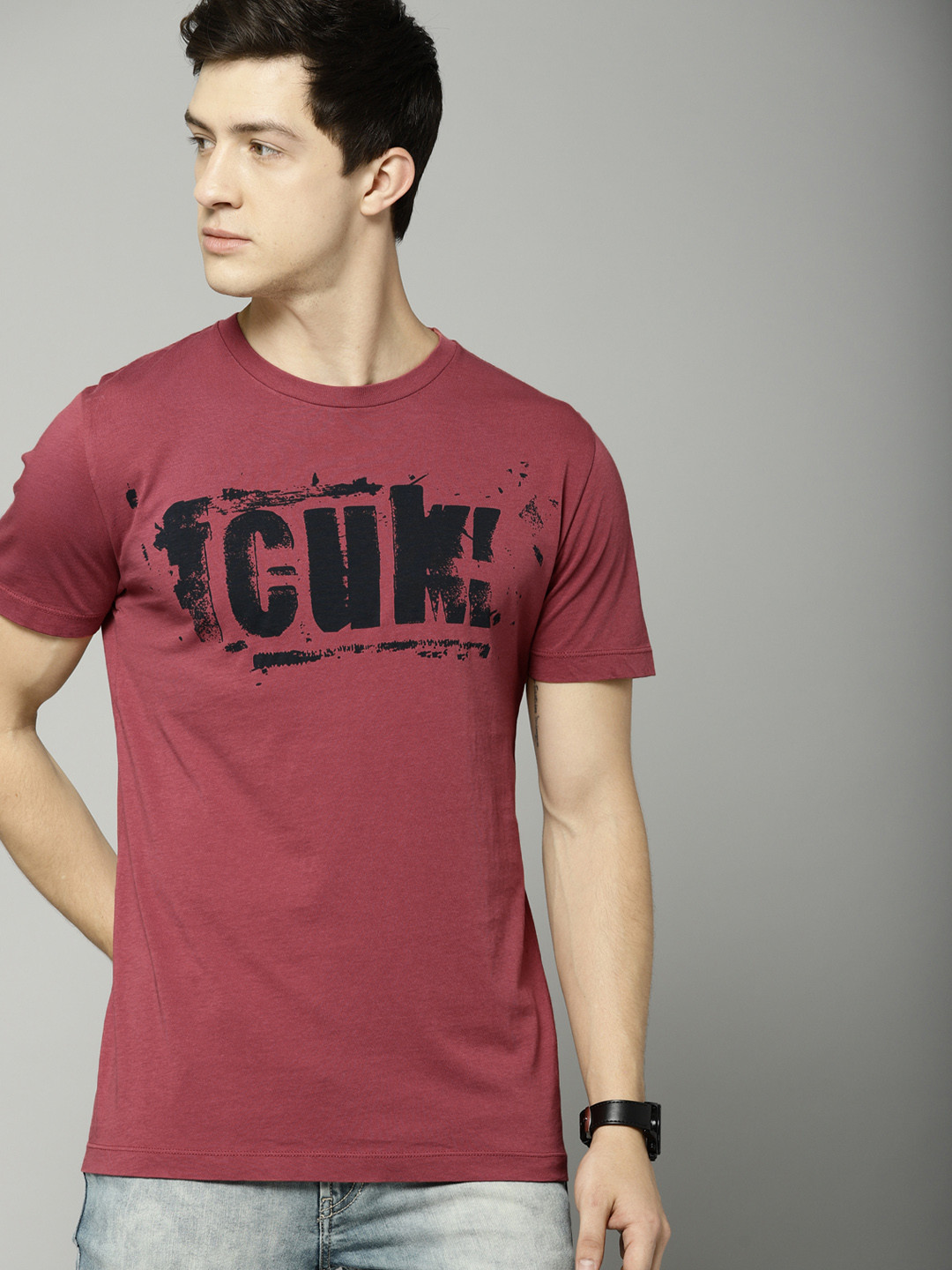 Buy French Connection Men Red Printed Slim Fit T Shirt - Tshirts for ...