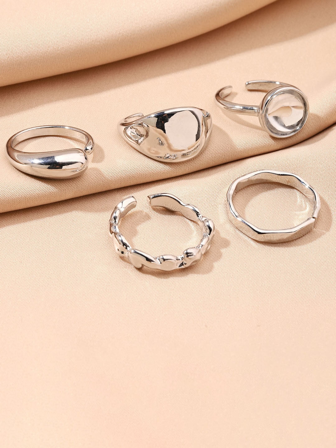 Buy SALTY Women Set Of 5 Adjustable Finger Ring - Ring for Women ...