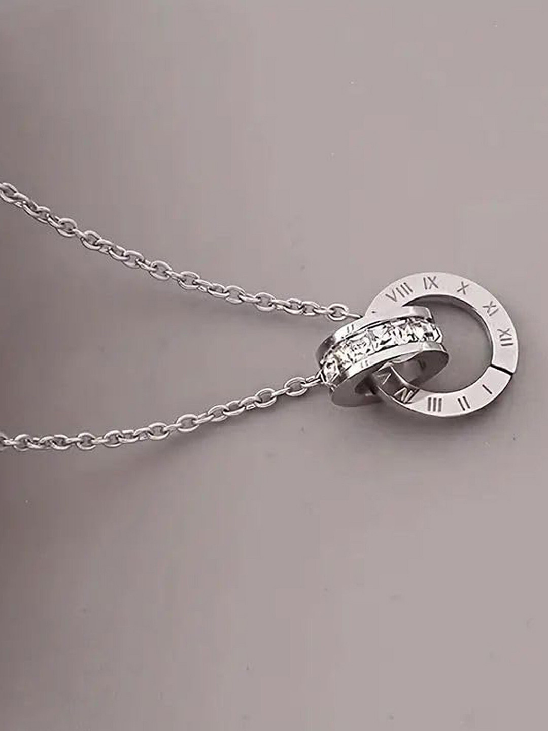 Buy Fashion Frill Silver Plated Cubic Zirconia Studded Chain - Necklace ...