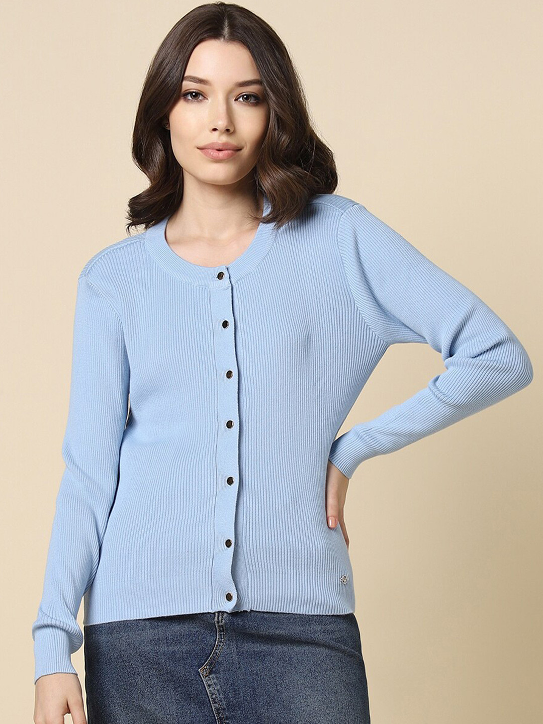 Buy Allen Solly Woman Striped Pure Acrylic Cardigan - Sweaters for ...