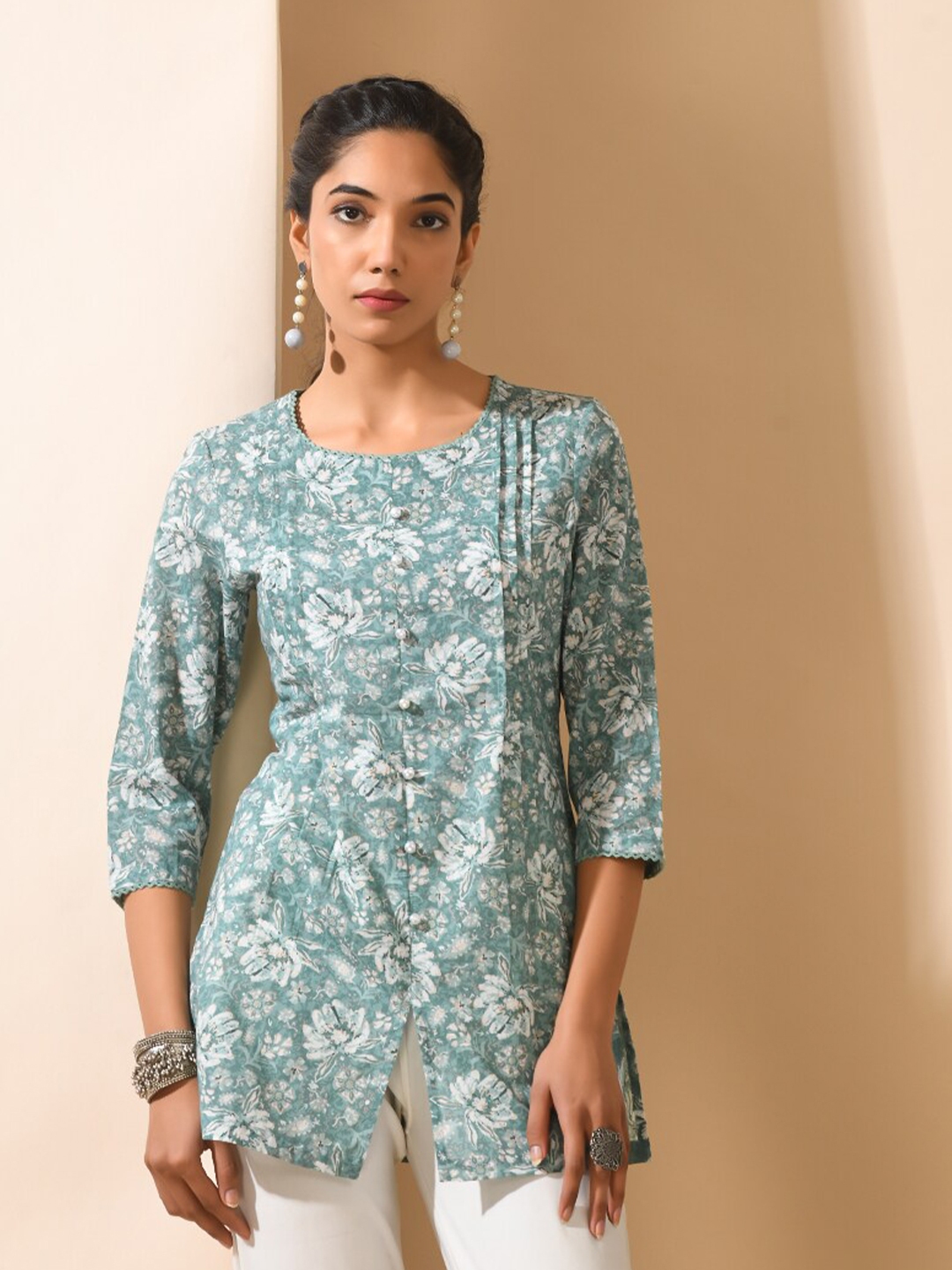 Buy MEESAN Printed Round Neck Cotton Tunic - Tunics for Women 28907810 ...