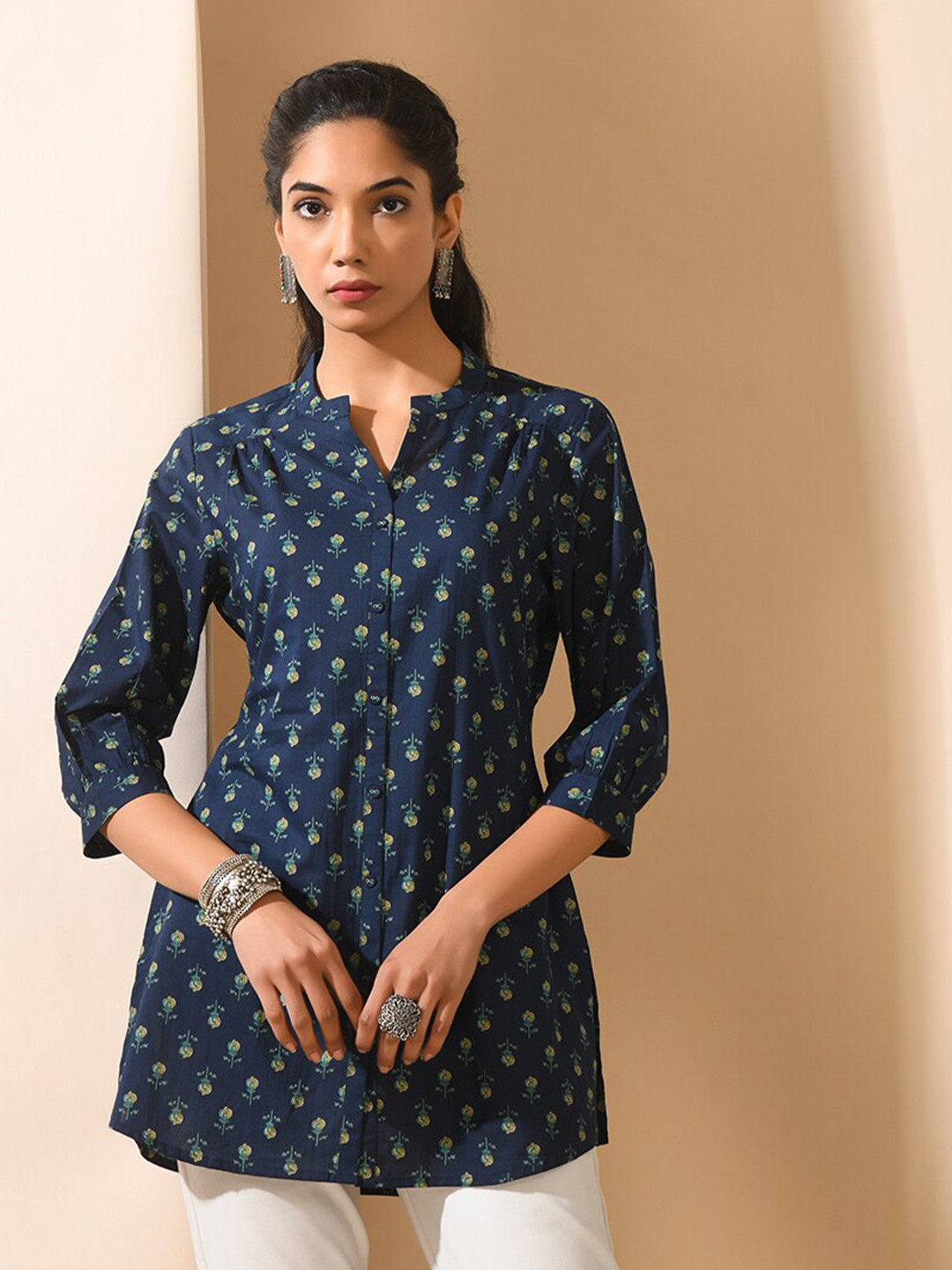 Buy MEESAN Printed Mandarin Collar Cotton Tunic - Tunics for Women 28907818 | Myntra