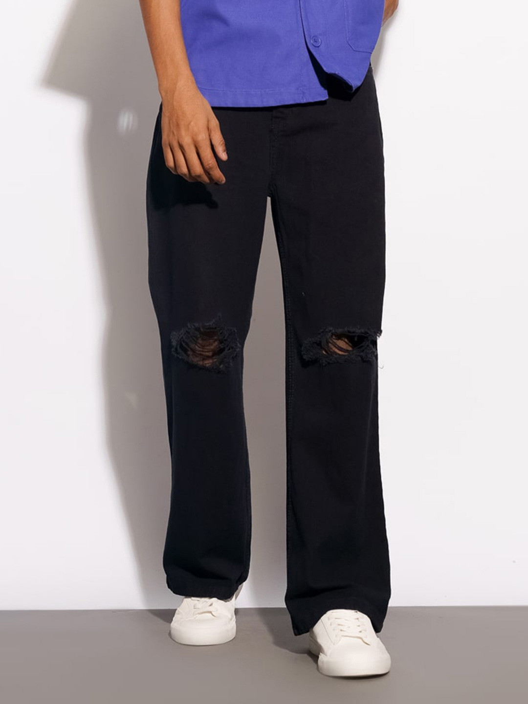 Buy BWOLVES Men Loose Relaxed Fit Mildly Distressed Jeans - Jeans for ...