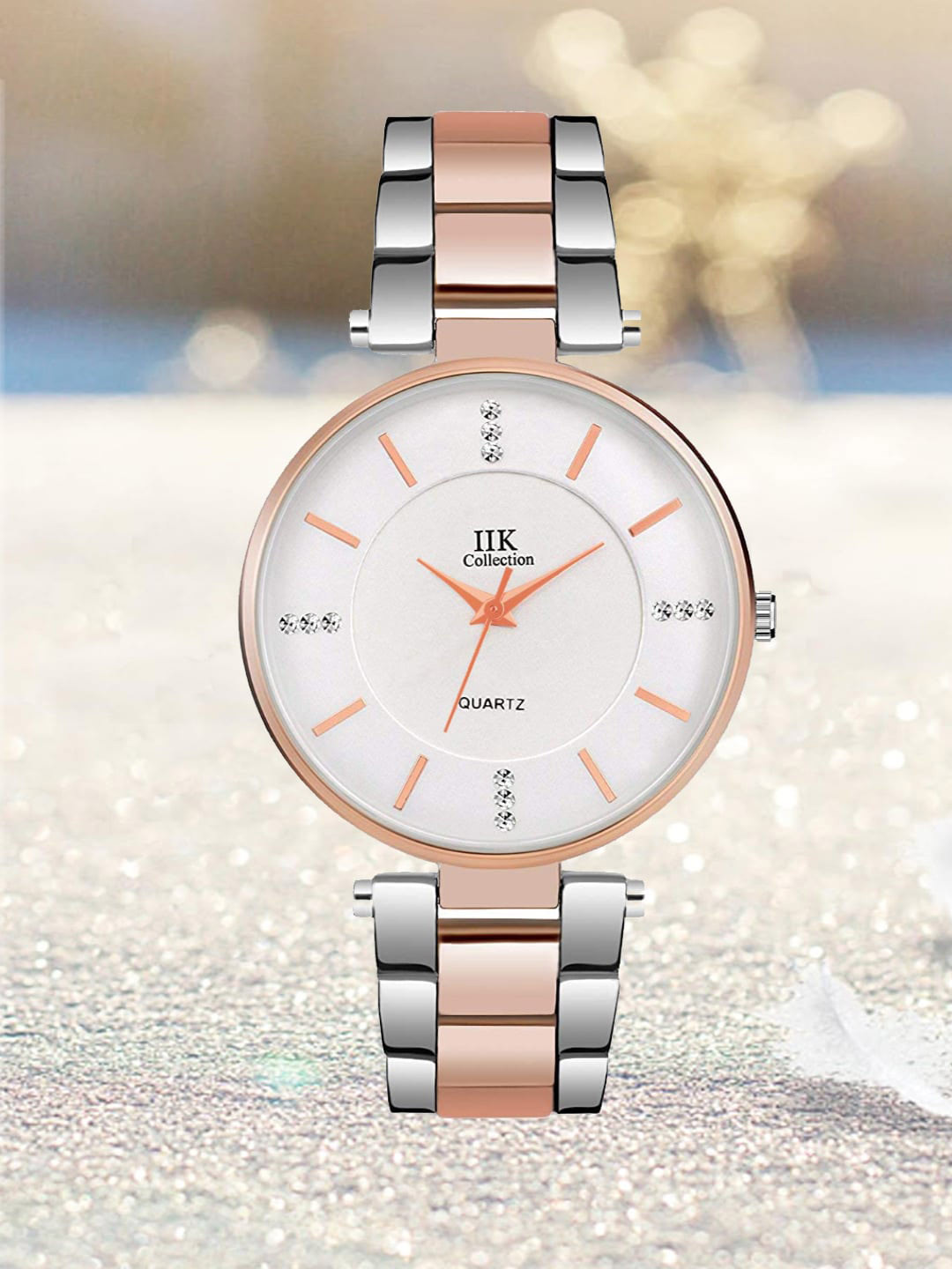 Buy IIK COLLECTION Women Round Dial Stainless Steel Bracelet Style ...