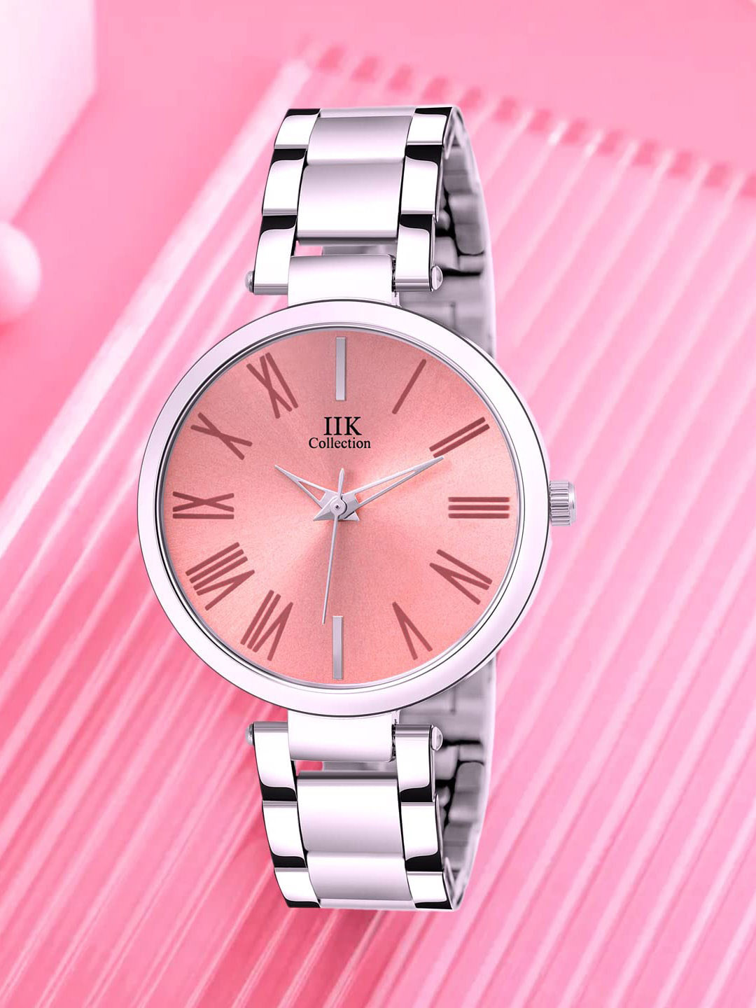 Buy IIK COLLECTION Women Round Dial Stainless Steel Bracelet Style ...
