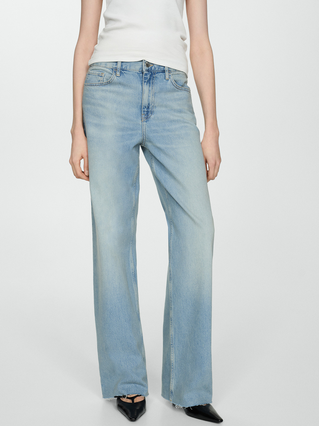 Buy MANGO Women Straight Fit Heavy Fade Stretchable Jeans - Jeans for ...