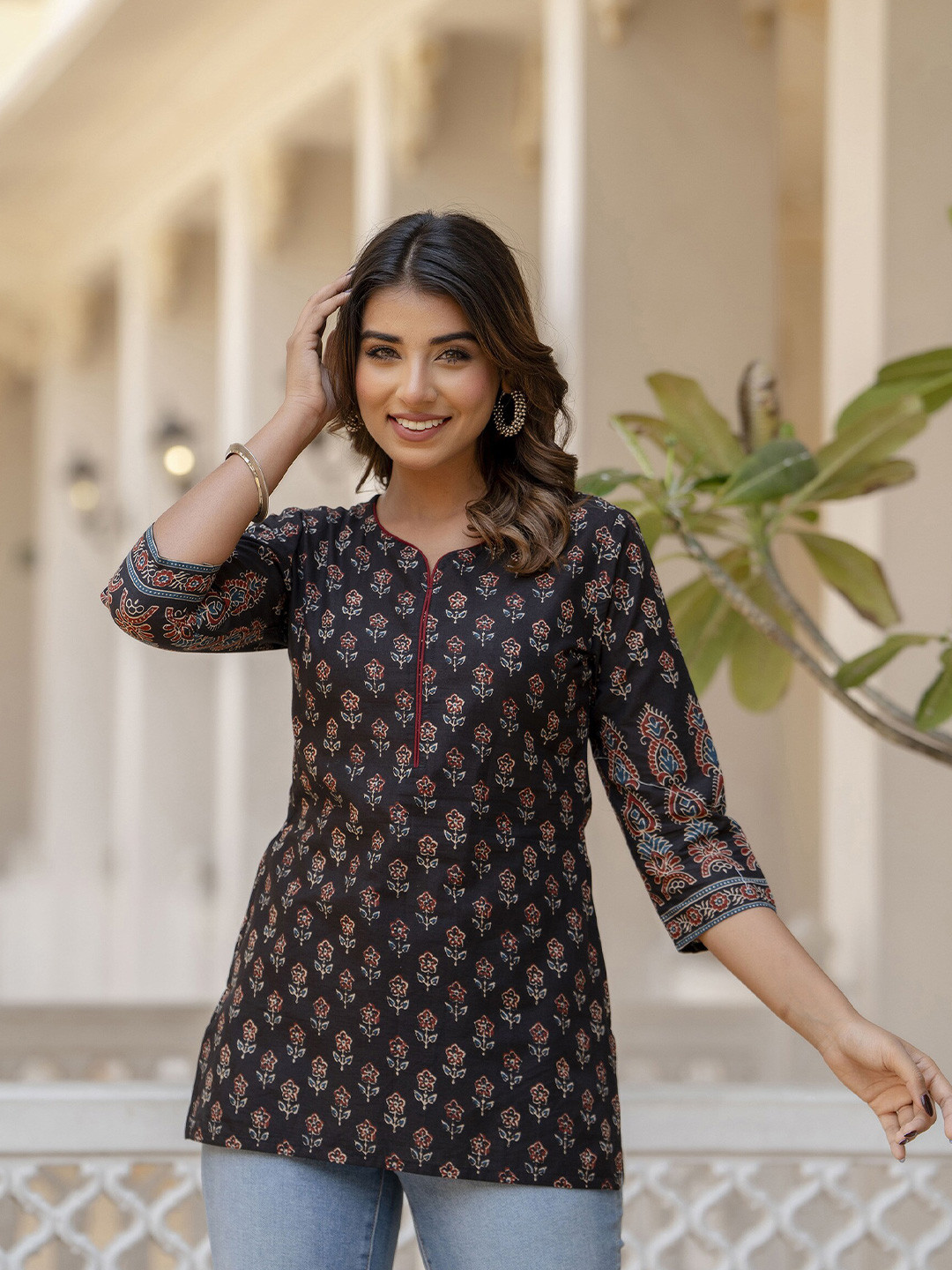 Buy Nayo Floral Printed Cotton Tunic - Tunics for Women 28915606 | Myntra