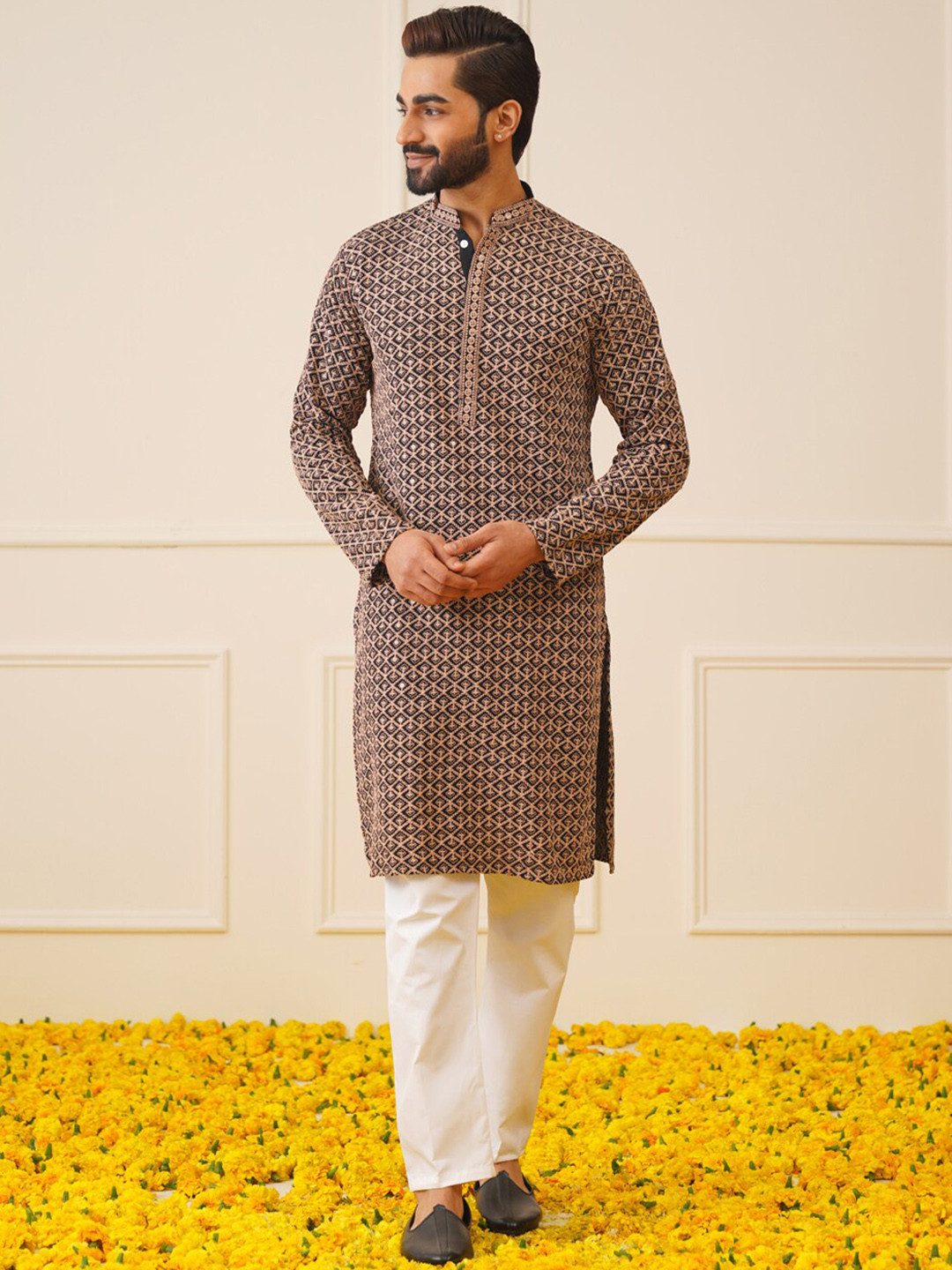 Buy Jompers Embroidered Regular Thread Work Pure Cotton Kurta With ...