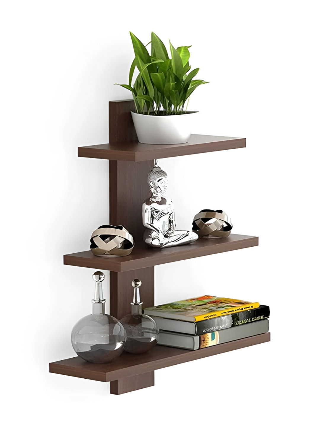 Buy Kuber Industries 3 Tier Wooden Basic Wall Shelf - Wall Shelves for ...