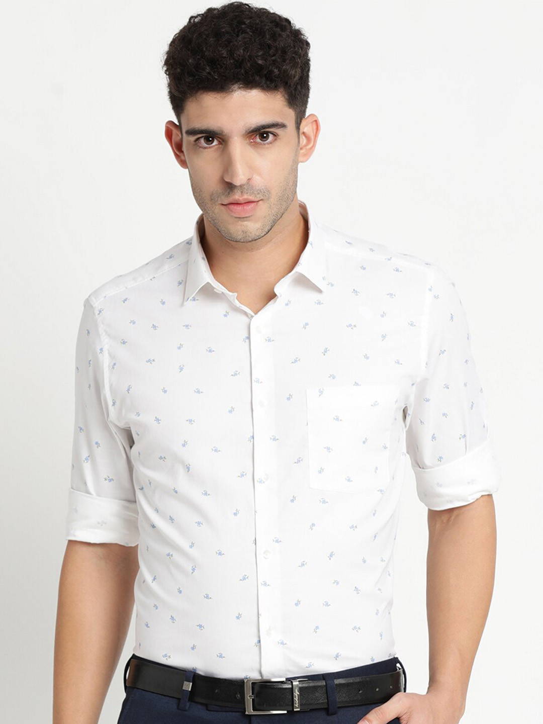 Buy Turtle Men Classic Slim Fit Opaque Printed Formal Shirt - Shirts ...