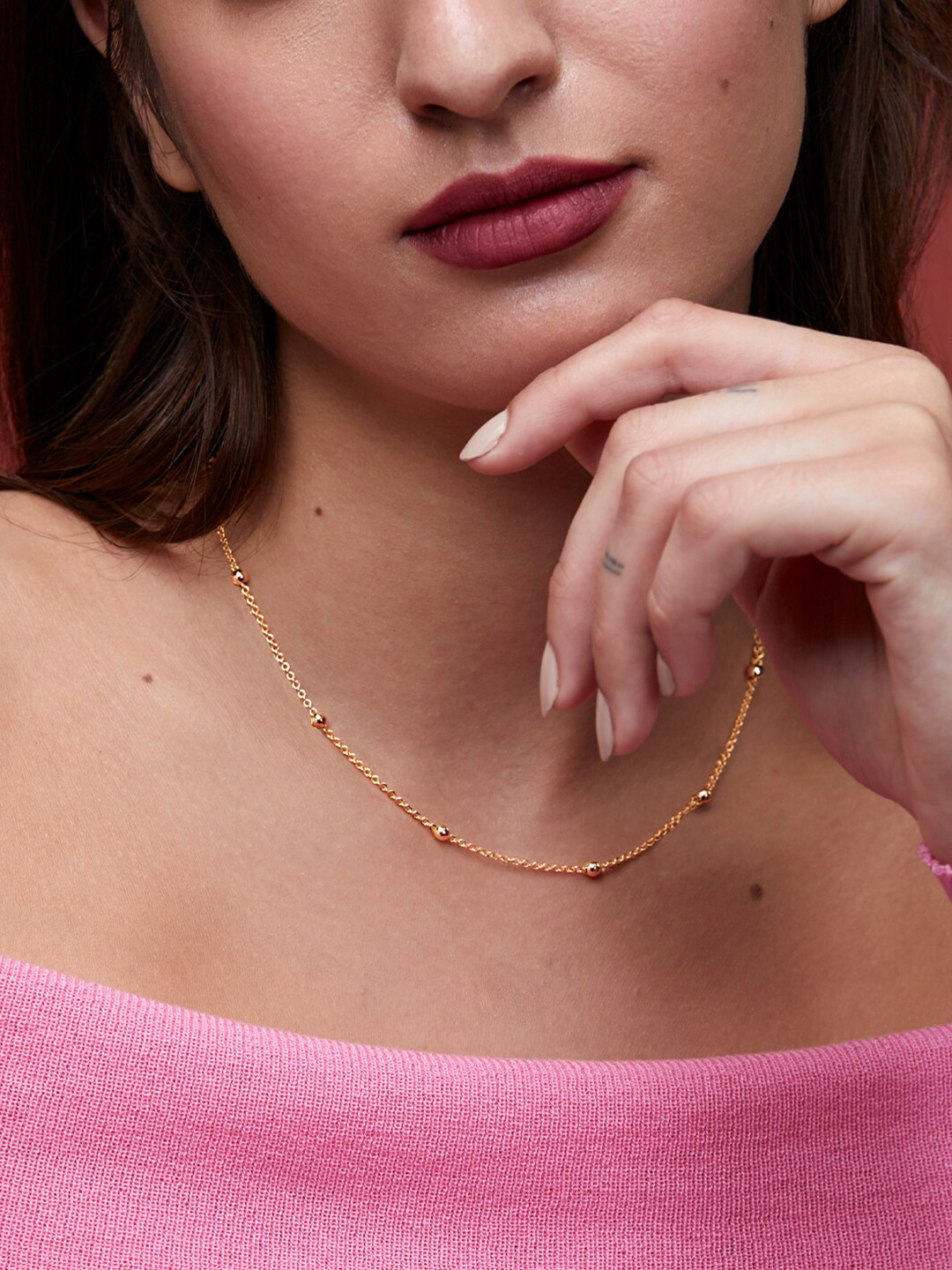 Buy AIKA BY MINUTIAE Brass Gold Plated Beaded Minimal Chain - Necklace ...