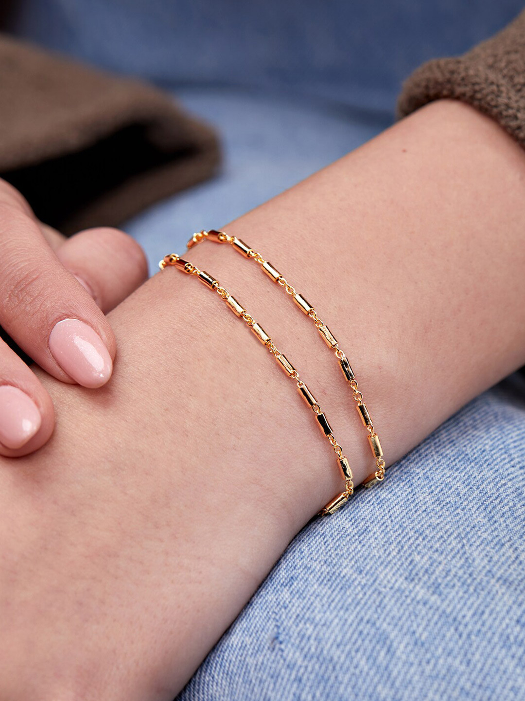 Buy AIKA BY MINUTIAE Gold Plated Link Bracelet - Bracelet for Women ...