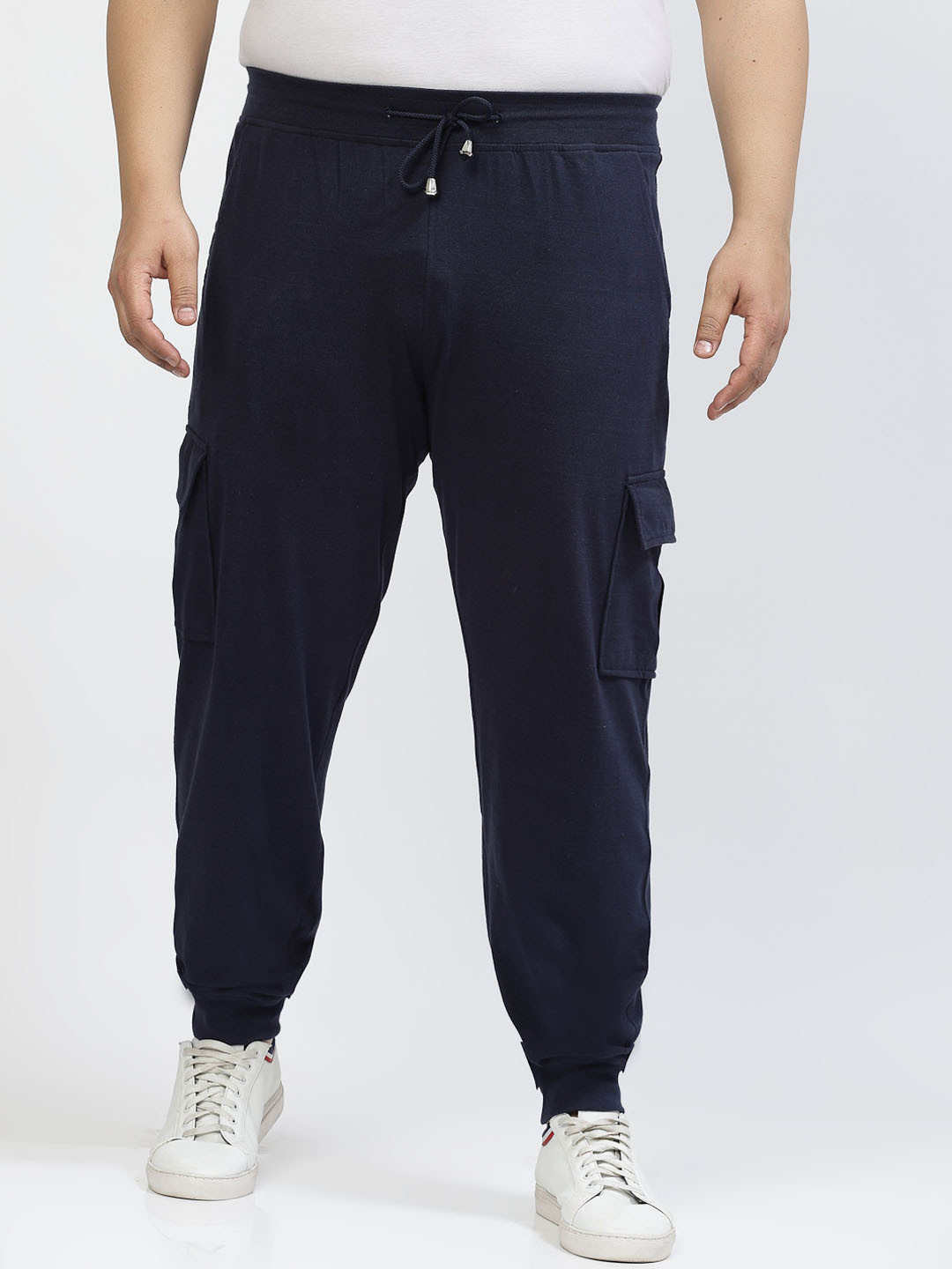 Buy PlusS Men Navy Blue Mid Rise Cotton Joggers - Track Pants for Men ...