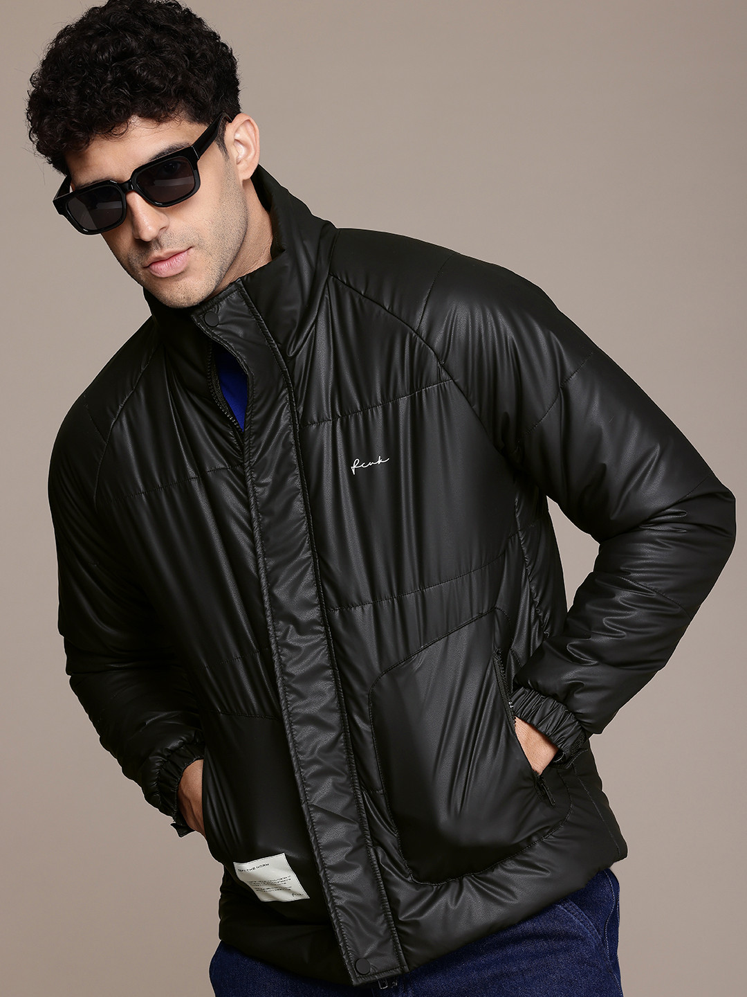 Buy FCUK Mock Collar Long Sleeves Padded Jacket - Jackets for Men ...