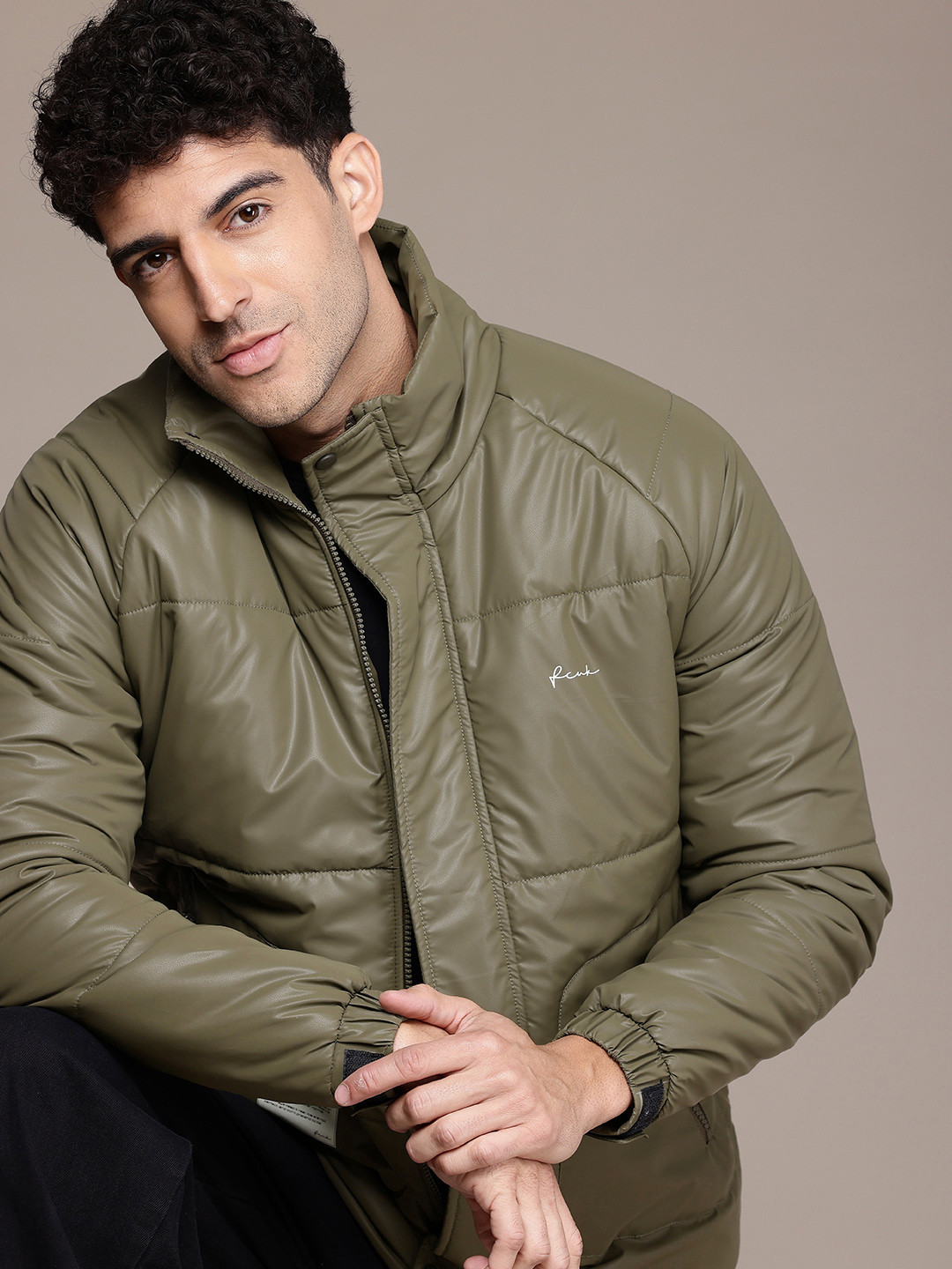 Buy FCUK Mock Collar Long Sleeves Padded Jacket - Jackets for Men ...