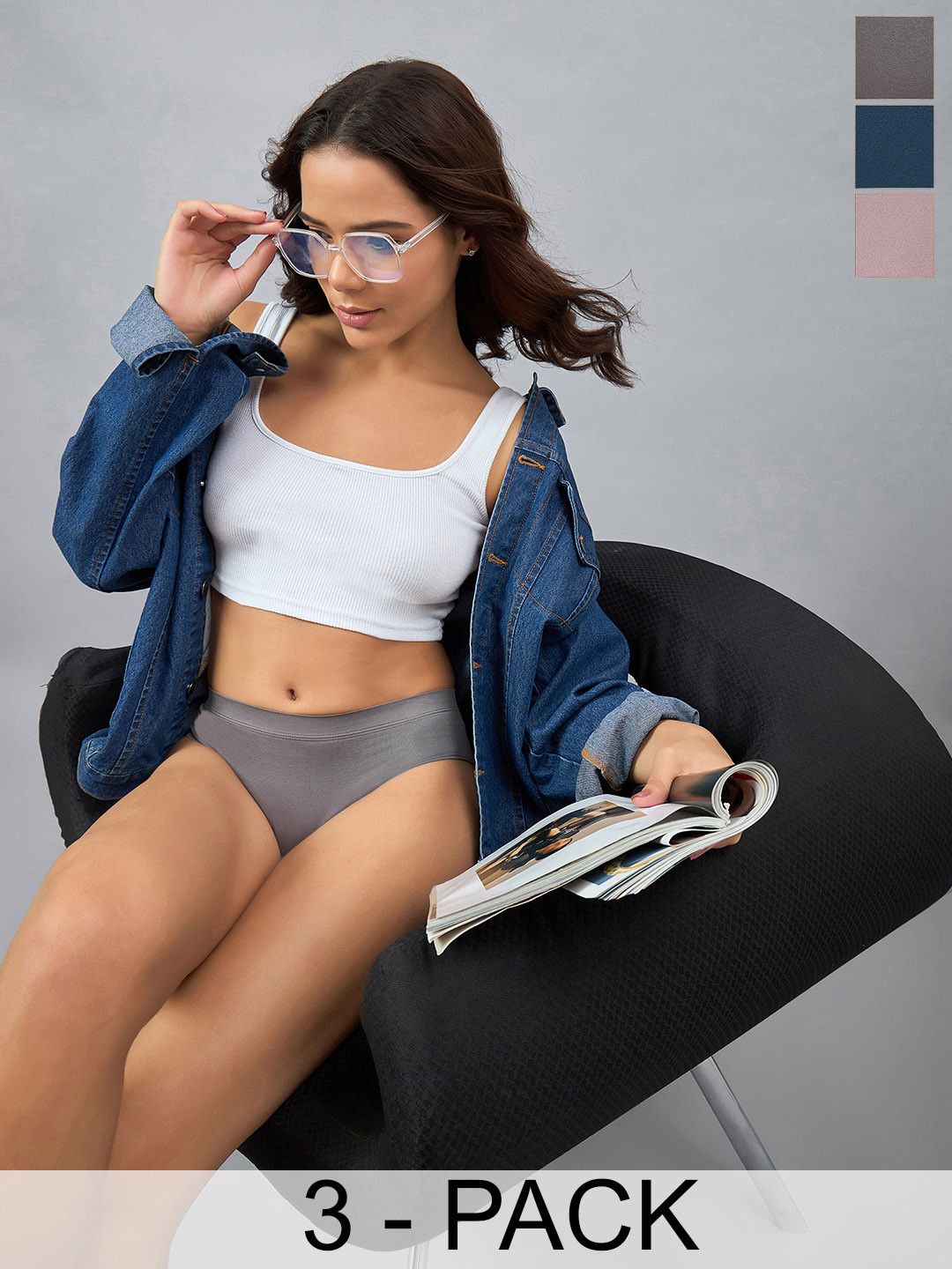 Buy DressBerry Seamless Grey Pack Of 3 Basic Briefs - Briefs for Women 28961396 | Myntra