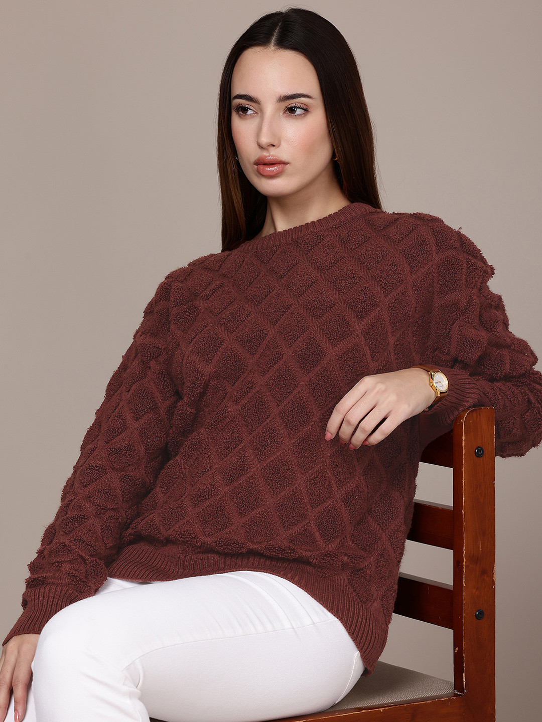 Buy French Connection Self Design Geometric Pullover Sweaters ...