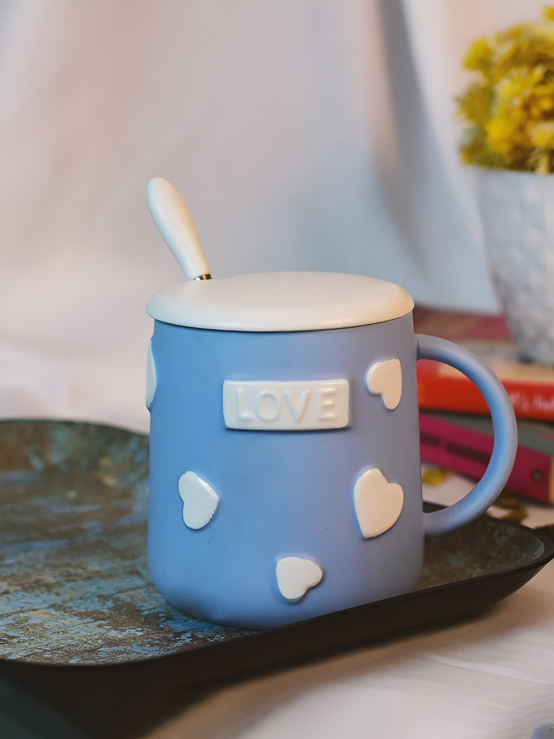 Buy Giftii Blue & White Printed Ceramic Matte Mugs 350ml - Cups And ...