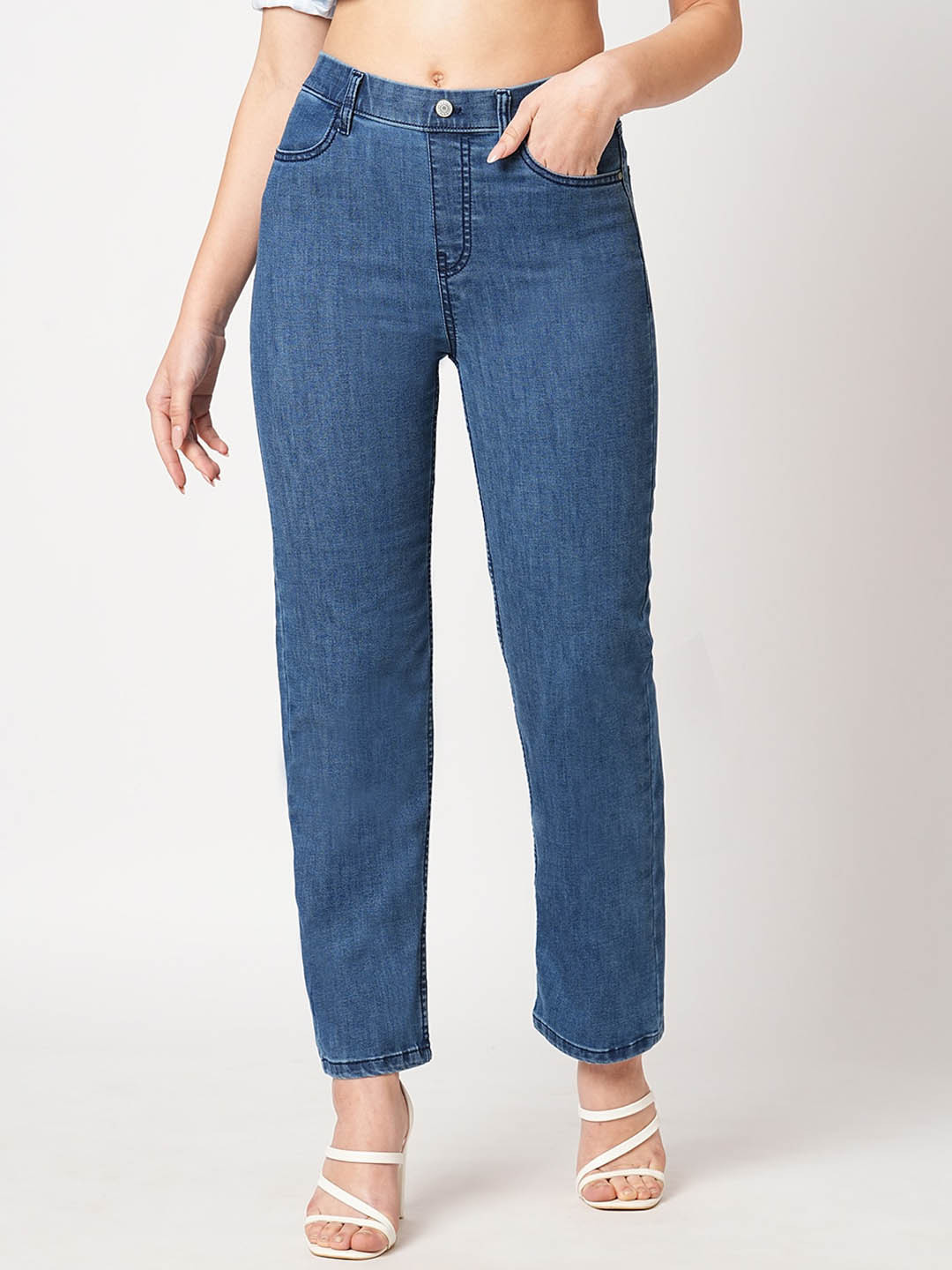 Buy Kraus Jeans Women Straight Fit High Rise Clean Look Jeans - Jeans ...