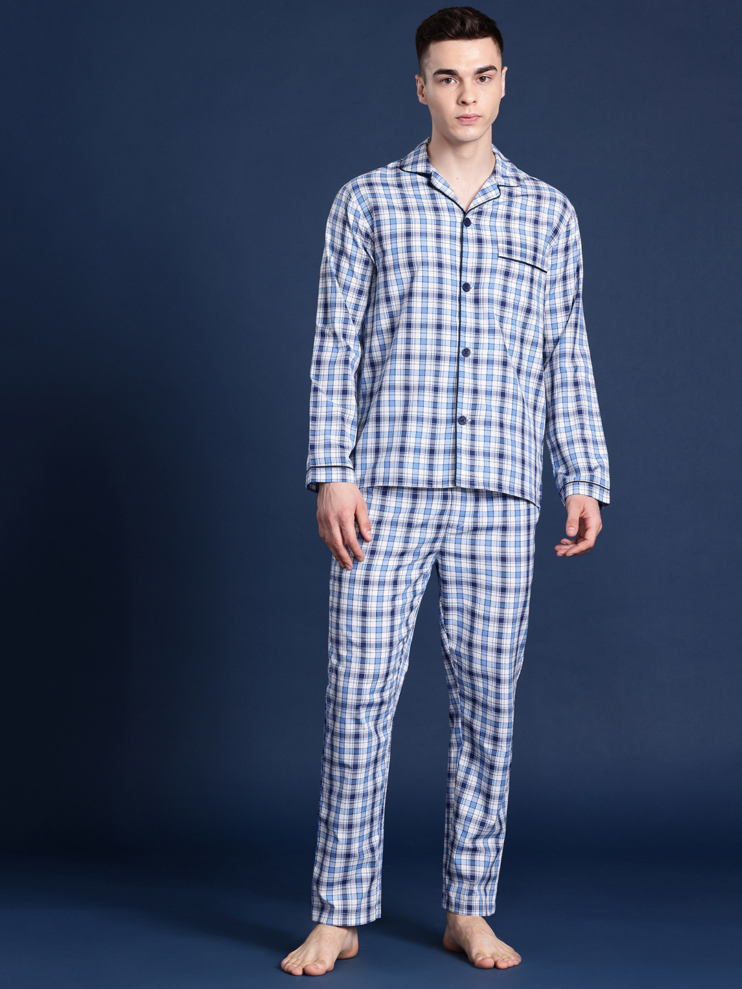 Buy Hancock Men Checked Pure Cotton Night Suit - Night Suits for Men ...