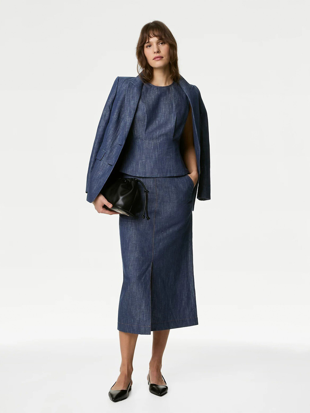 Buy Marks & Spencer Sleeveless Pleated Detail Cotton Linen Top - Tops ...