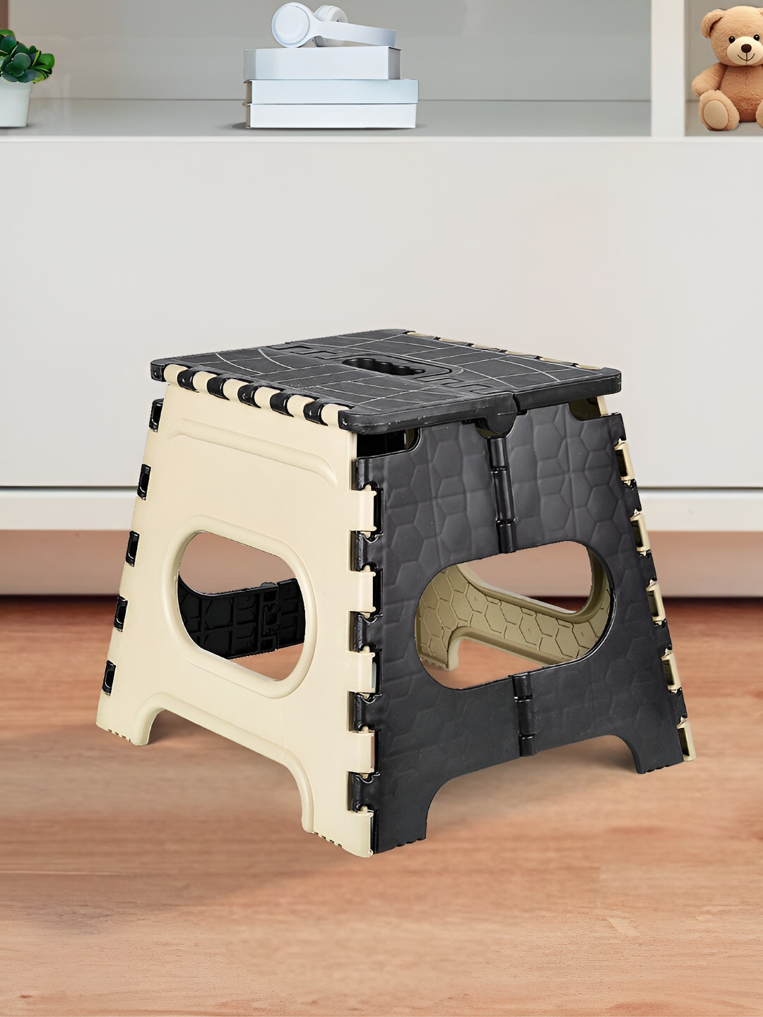 Buy Kuber Industries Cream Coloured & Black Collapsible Outdoor Stool ...