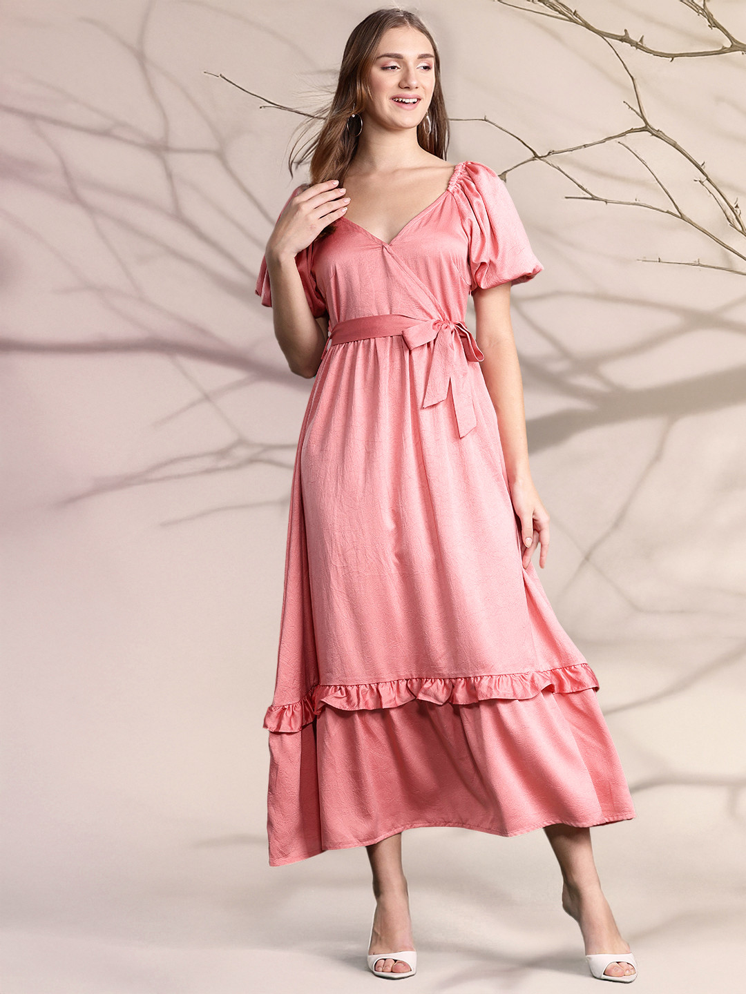 Buy DressBerry Puff Sleeve Ruffled Maxi Dress - Dresses for Women ...