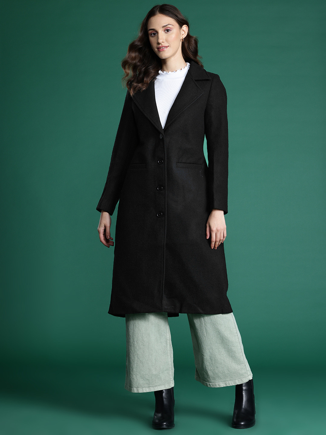 Buy DressBerry Lapel Collar Longline Overcoat - Coats for Women ...