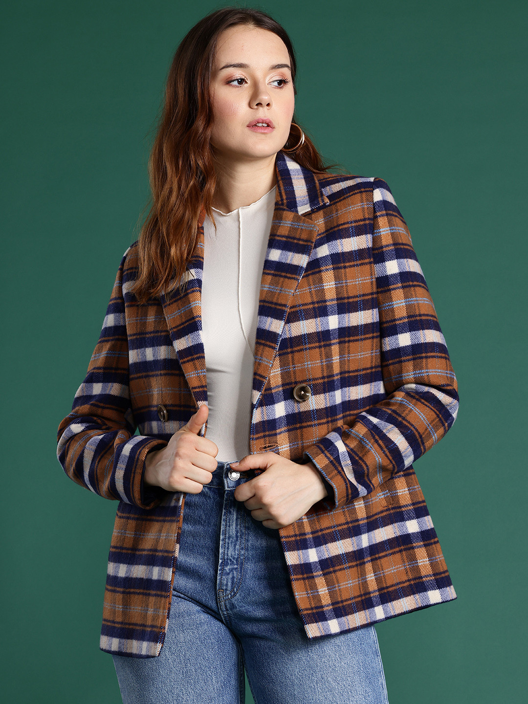 Buy DressBerry Checked Double Breasted Overcoat - Coats for Women ...