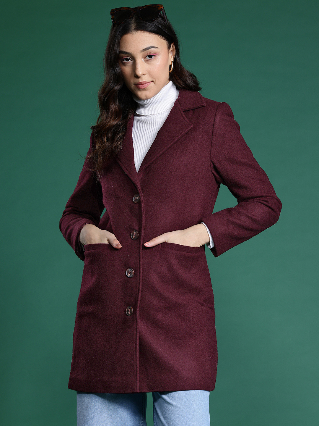 Buy DressBerry Bizwear Notched Lapel Longline Overcoat - Coats for ...