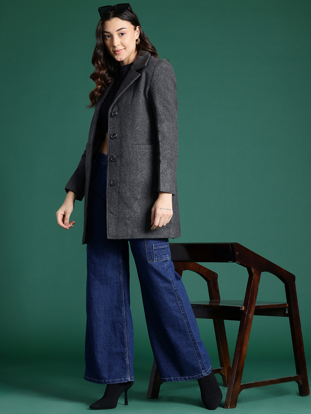 Buy DressBerry Notched Lapel Collar Longline Overcoat - Coats for Women ...