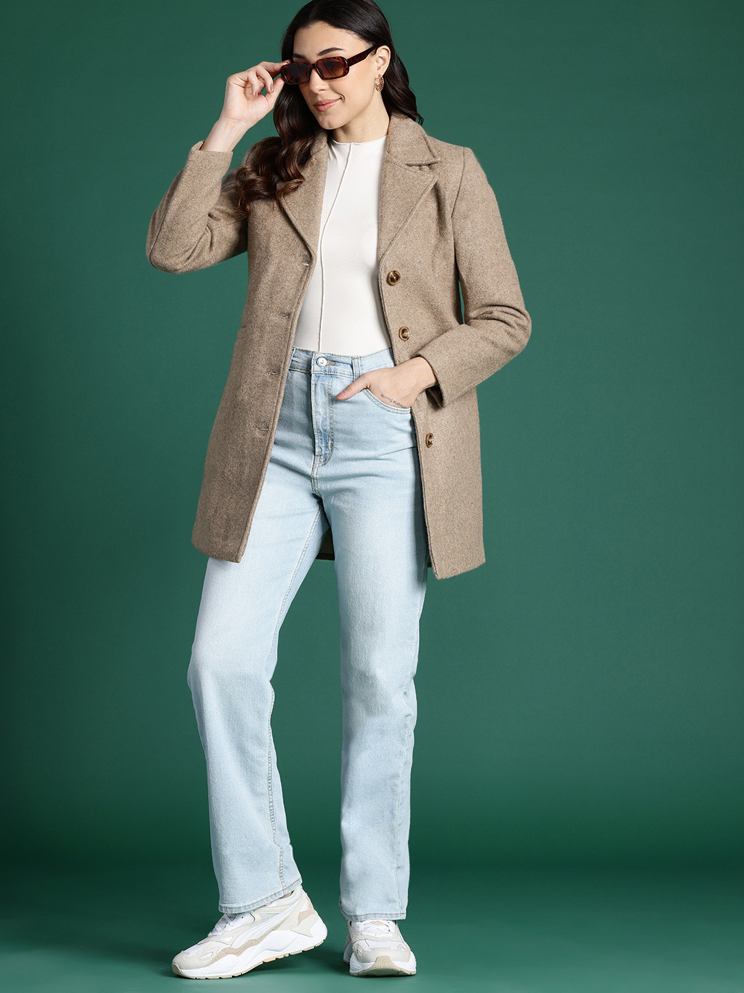 Buy DressBerry Notched Lapel Collar Longline Overcoat - Coats for Women ...