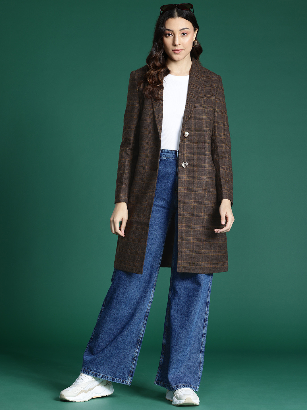 Buy DressBerry Bizwear Checked Single Breasted Overcoat - Coats for ...