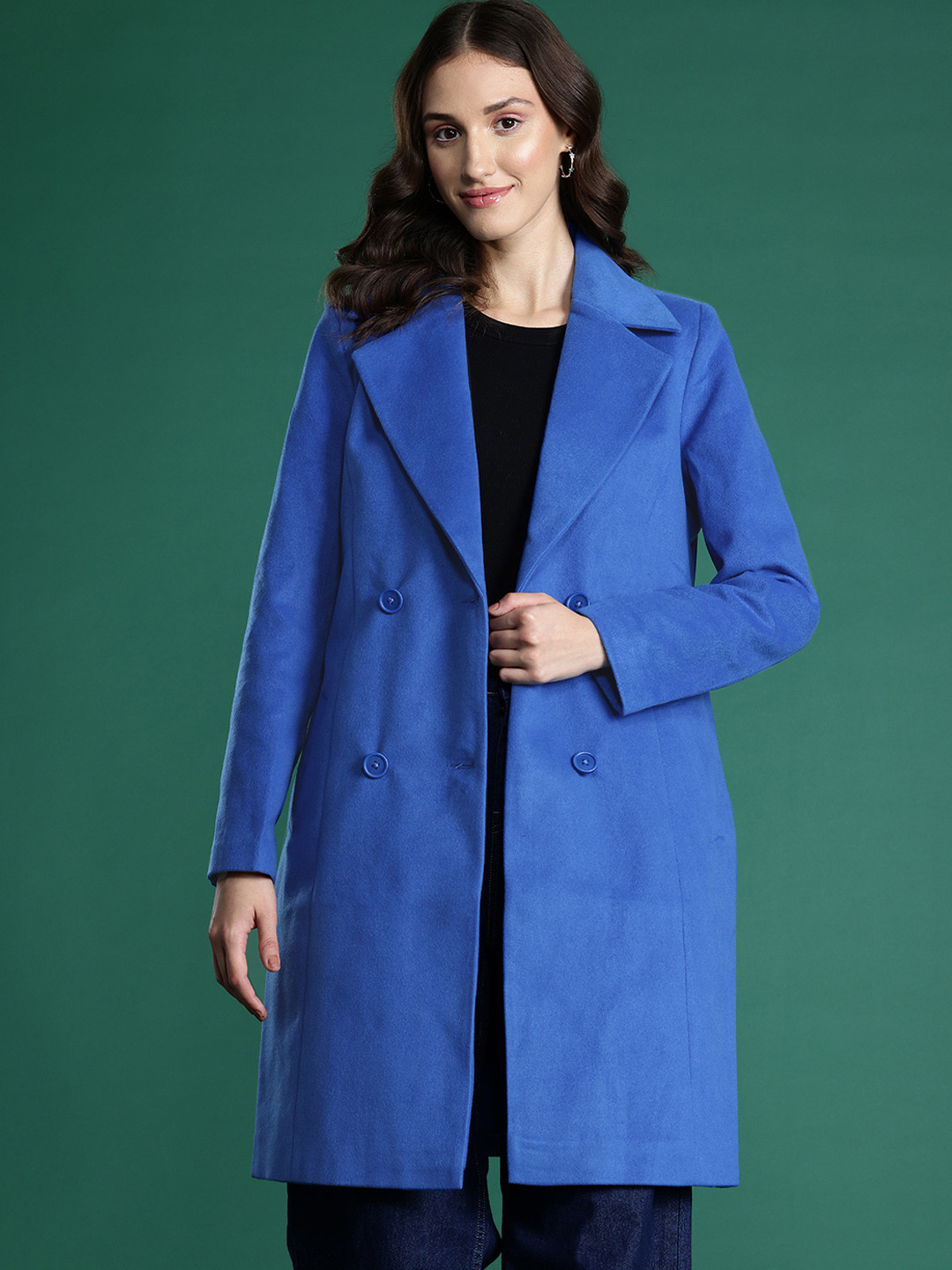 Buy DressBerry Notched Lapel Collar Longline Overcoat - Coats for Women ...