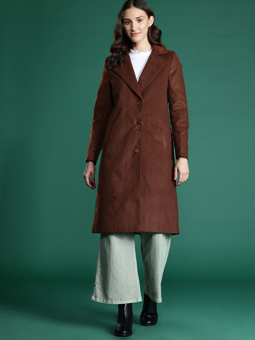 Buy DressBerry Notched Lapel Collar Longline Overcoat - Coats for Women ...