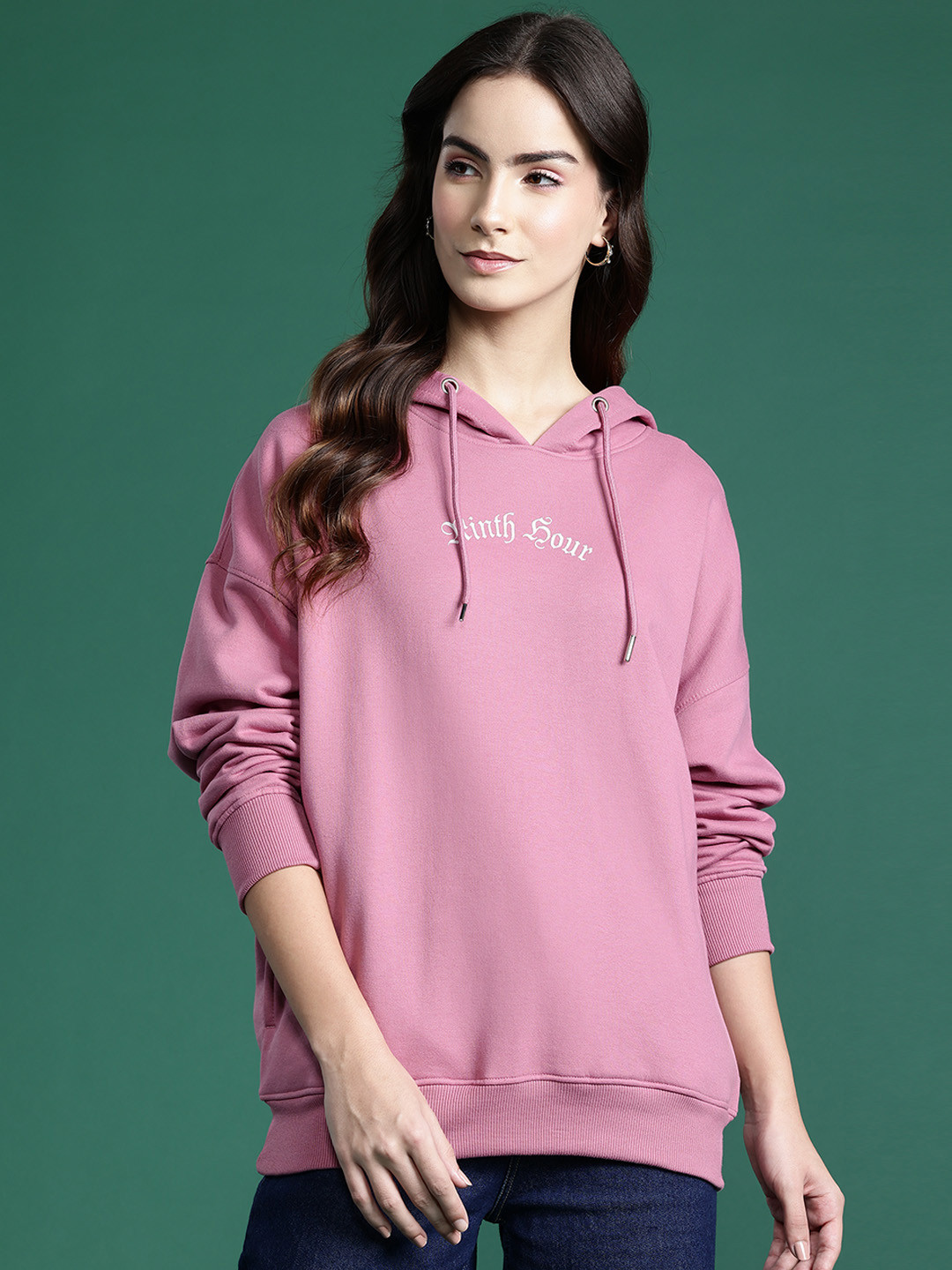 Buy DressBerry Women Printed Hooded Longline Sweatshirt - Sweatshirts ...