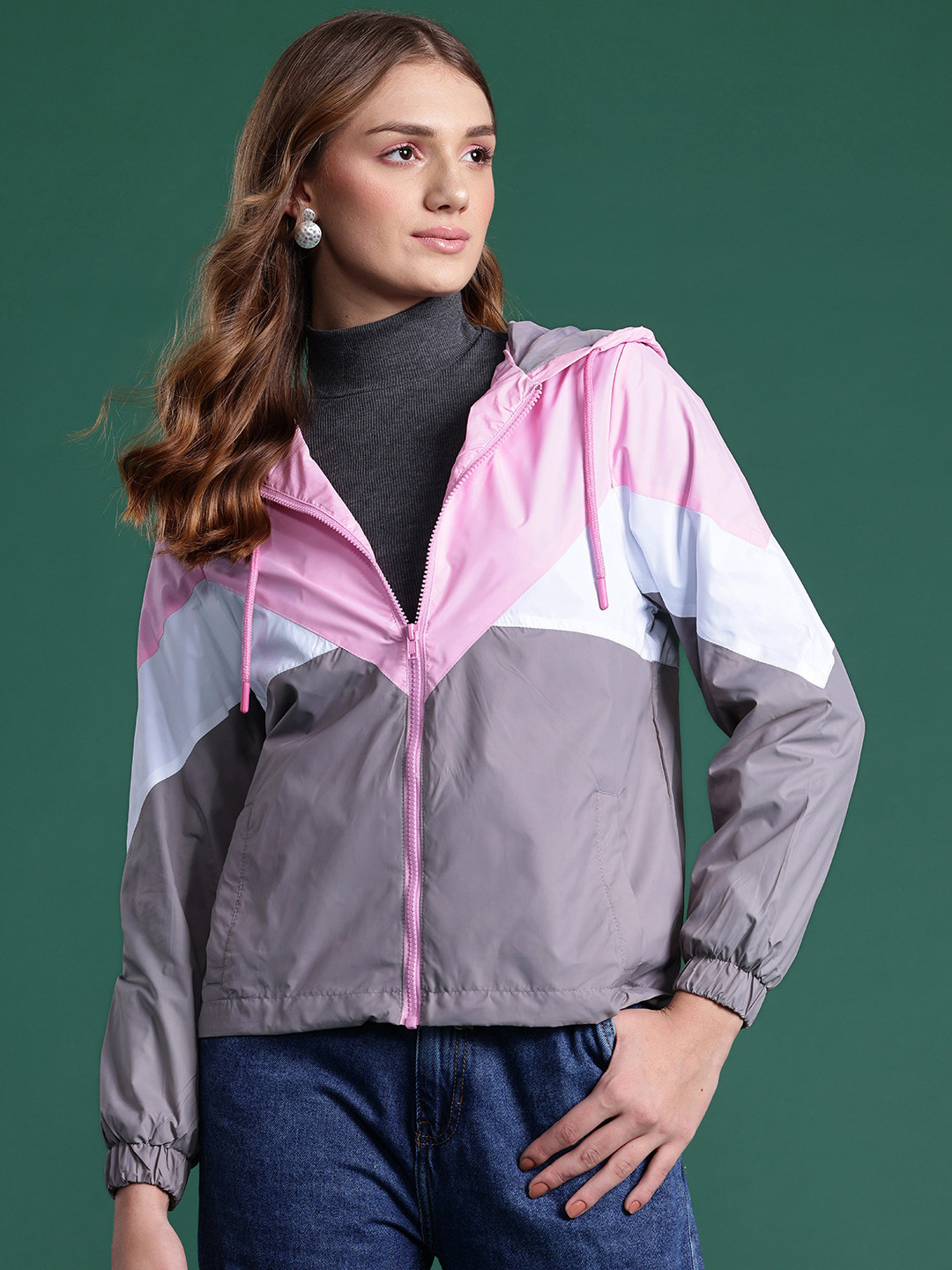 Buy DressBerry Colorblocked Hooded Tailored Jacket - Jackets for Women ...