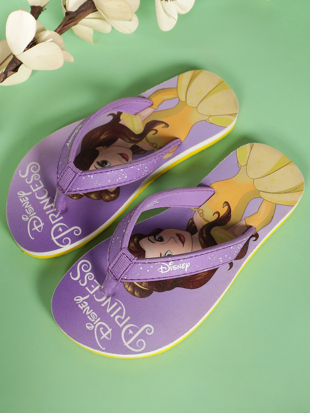 Buy Kids Ville Girls Disney Princess Printed Slip On Thong Flip Flops ...