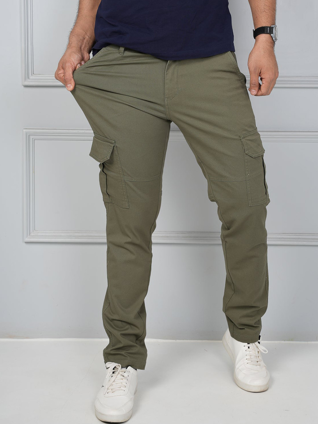 Buy JOHN WATSON Men Mid Rise Comfort Cargos Trousers - Trousers for Men ...