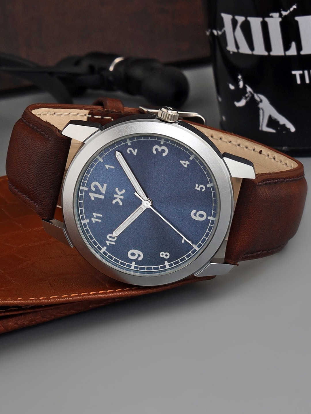 Buy Killer Men Embellished Dial & Leather Straps Analogue Watch KLMO28A ...