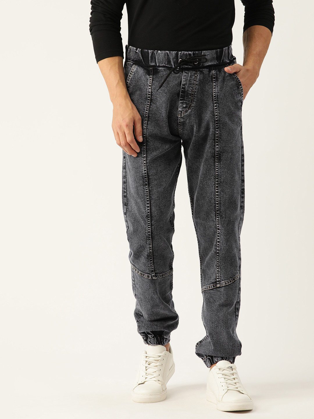 Buy PARIS HAMILTON Men Jogger Heavy Fade Acid Wash Stretchable Jeans ...