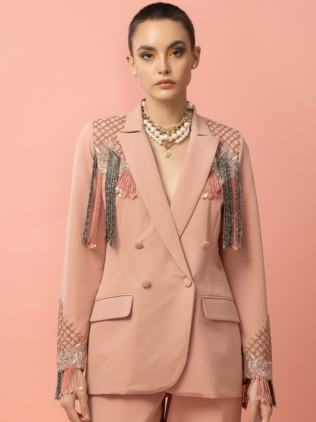 Buy Diwaah Classique Clique Double Breasted Notched Lapel Collar Party ...