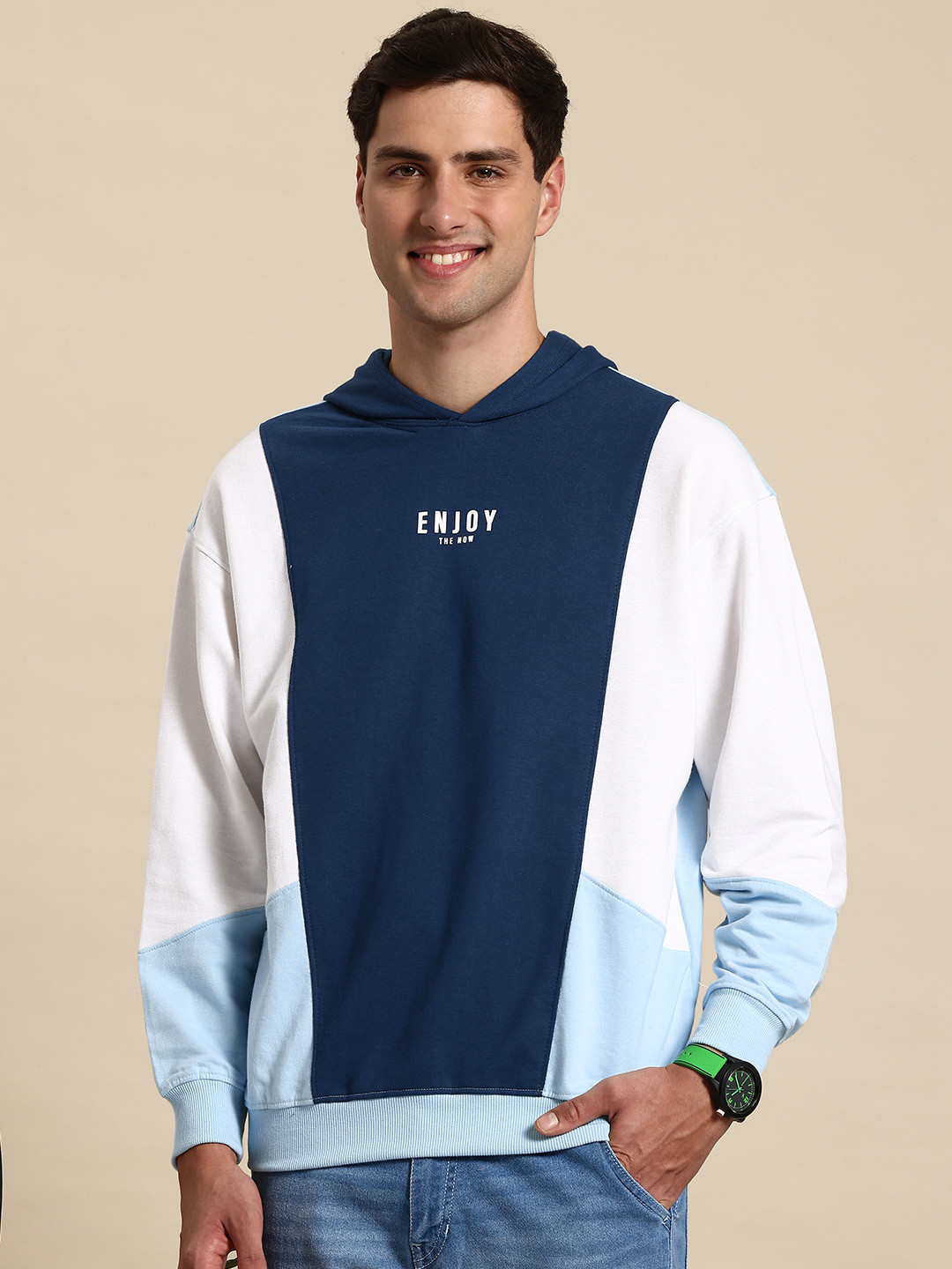 Buy Mast & Harbour Colourblocked Hooded Sweatshirt - Sweatshirts for ...