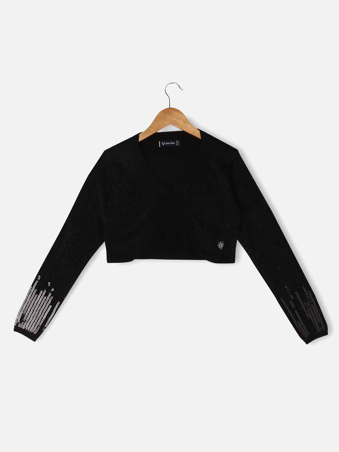 Buy Allen Solly Junior Girls Self Design Pure Acrylic Crop Button Shrug ...